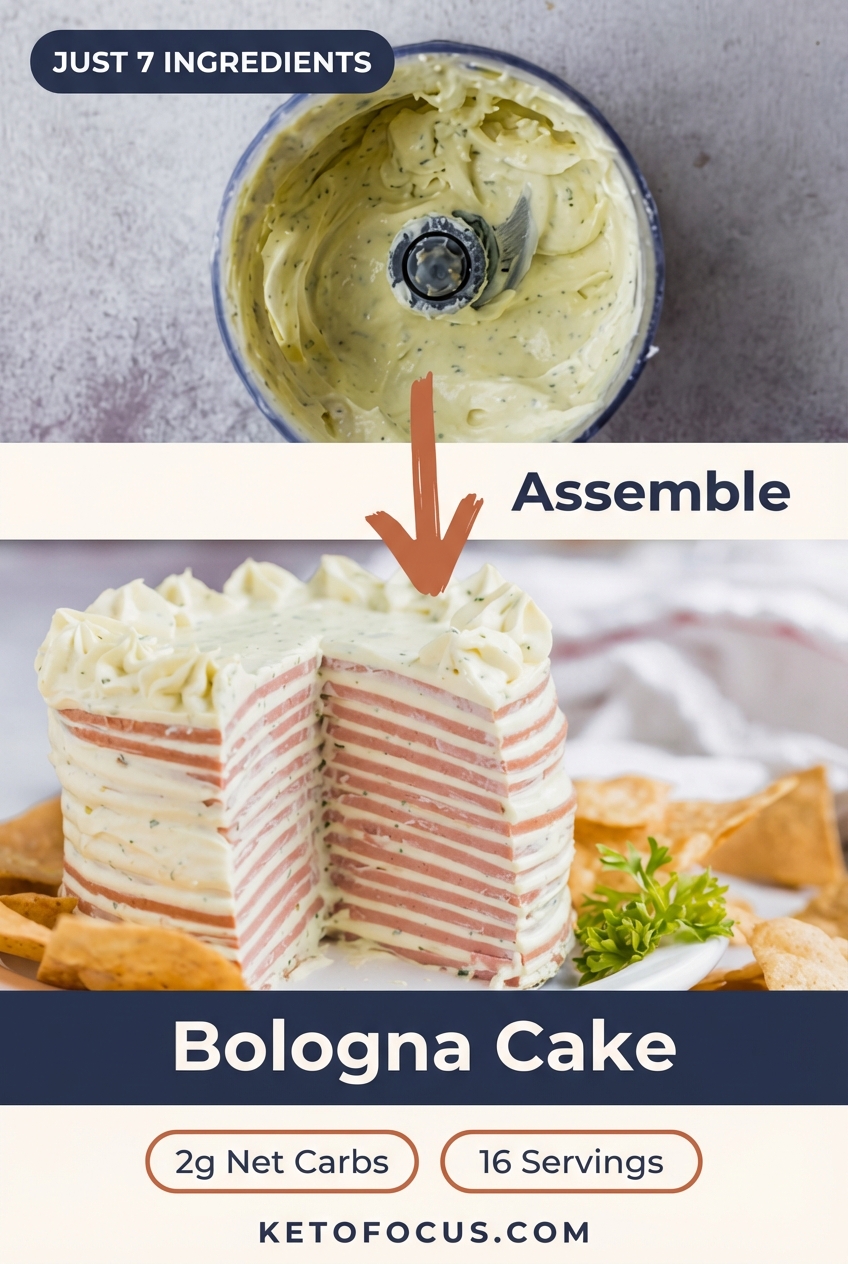 No-Bake Bologna Cake with Garlic Herb Cream Cheese